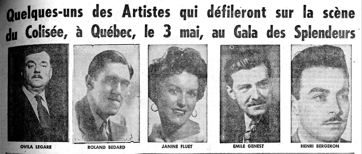 Ovila Légaré, Roland Bédard. Jeanine Fluet, Émile Genest et