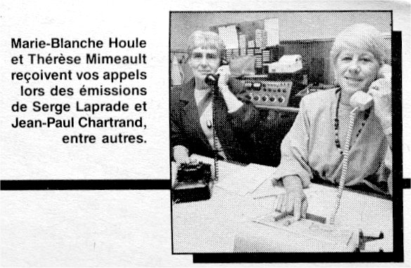 Marie-Blanche Houle et Thérèse Mimeault téléphonistes en SEPTEMBRE 1986